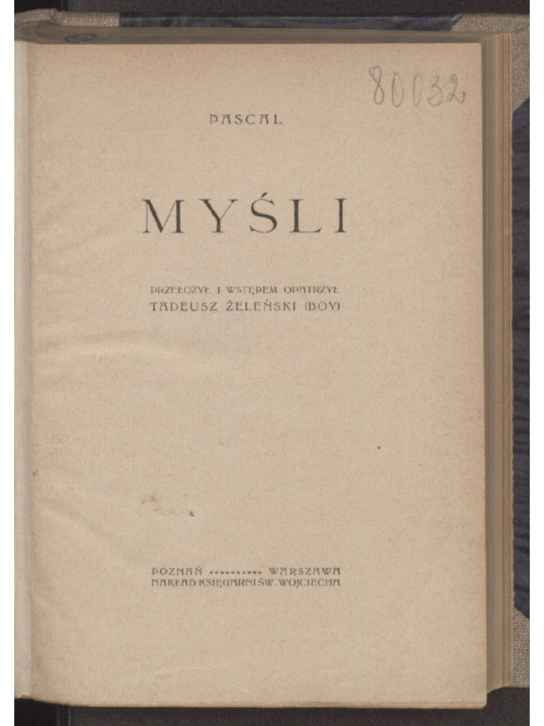 Pascal Blaise - Myśli | PDF