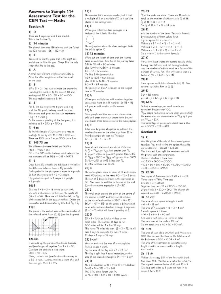 Answer Sheet Sample 11+ | PDF