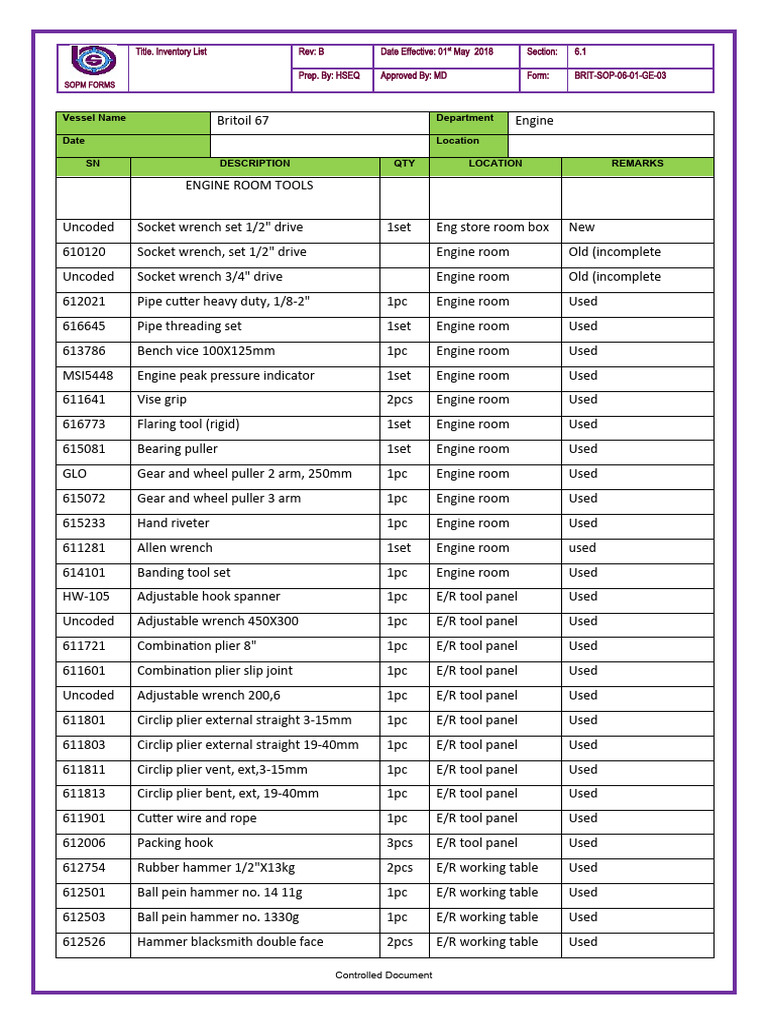 Engine Room Tools | PDF