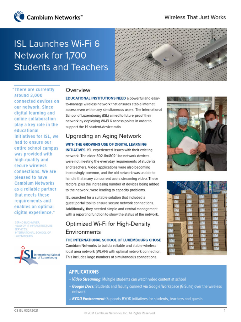 ISL Launches Wi Fi 6 Network For 1700 Students - and - Teachers | PDF ...