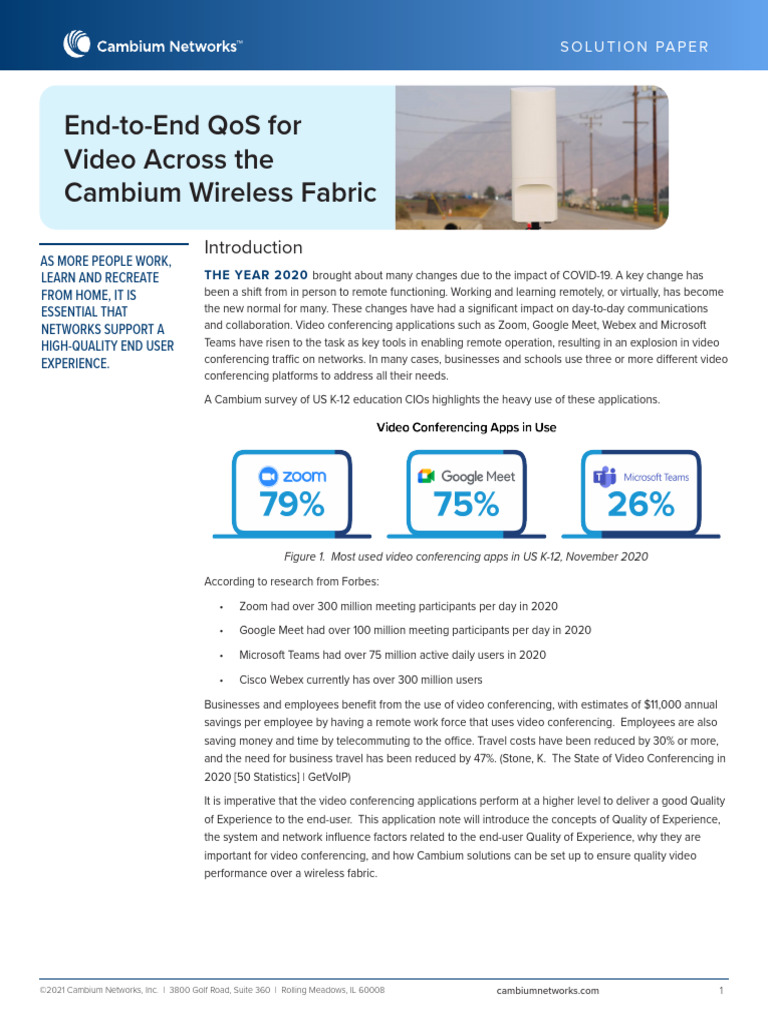 End To End QoS For Video Across The Cambium Wireless Fabric v5 | PDF | Quality Of Service ...