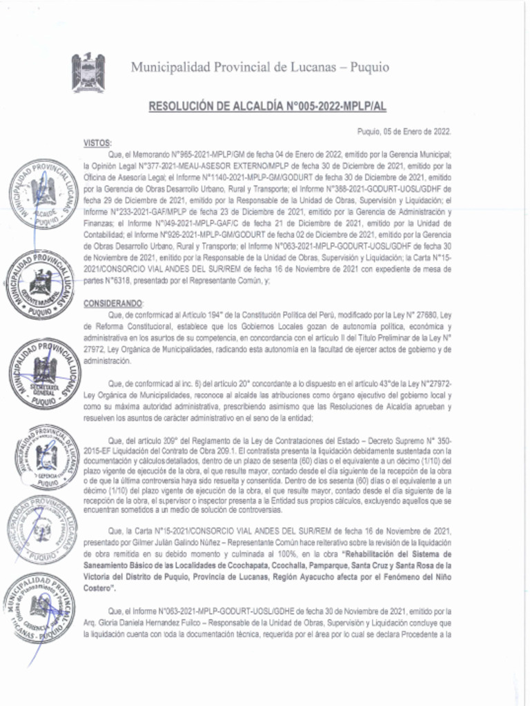 Municipalidad Provincial de Lucanas - Puquio | PDF | Ciencias Políticas ...