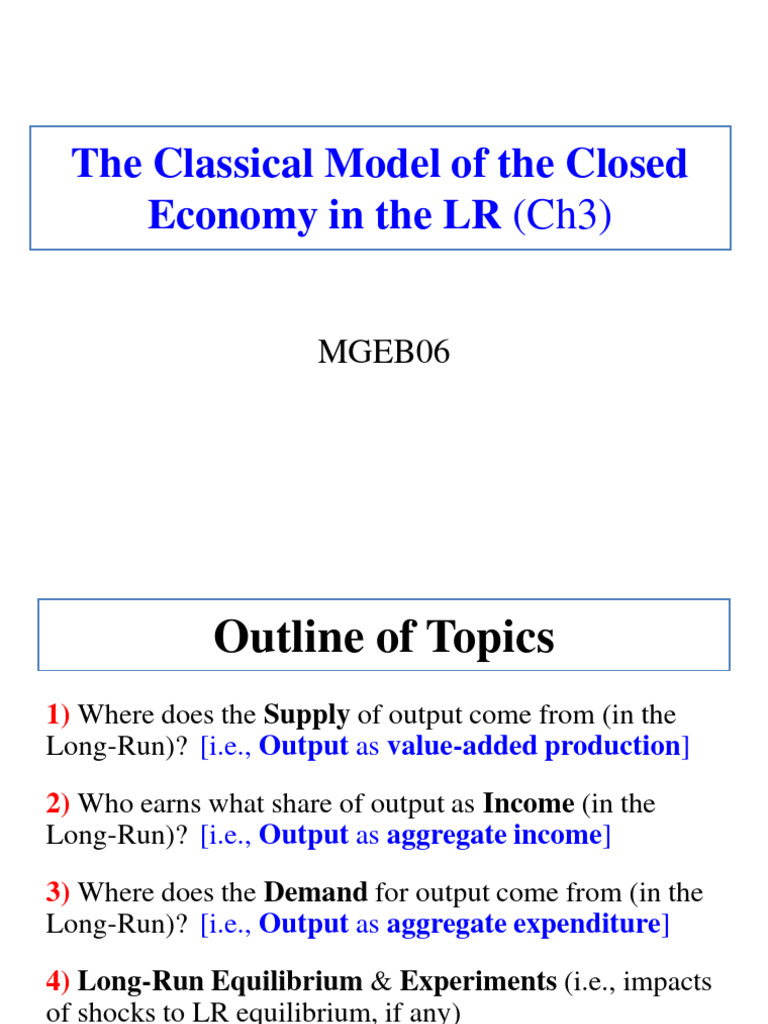 Ch3 Classical+Model+of+the+Closed+Economy+in+the+Long Run | PDF ...