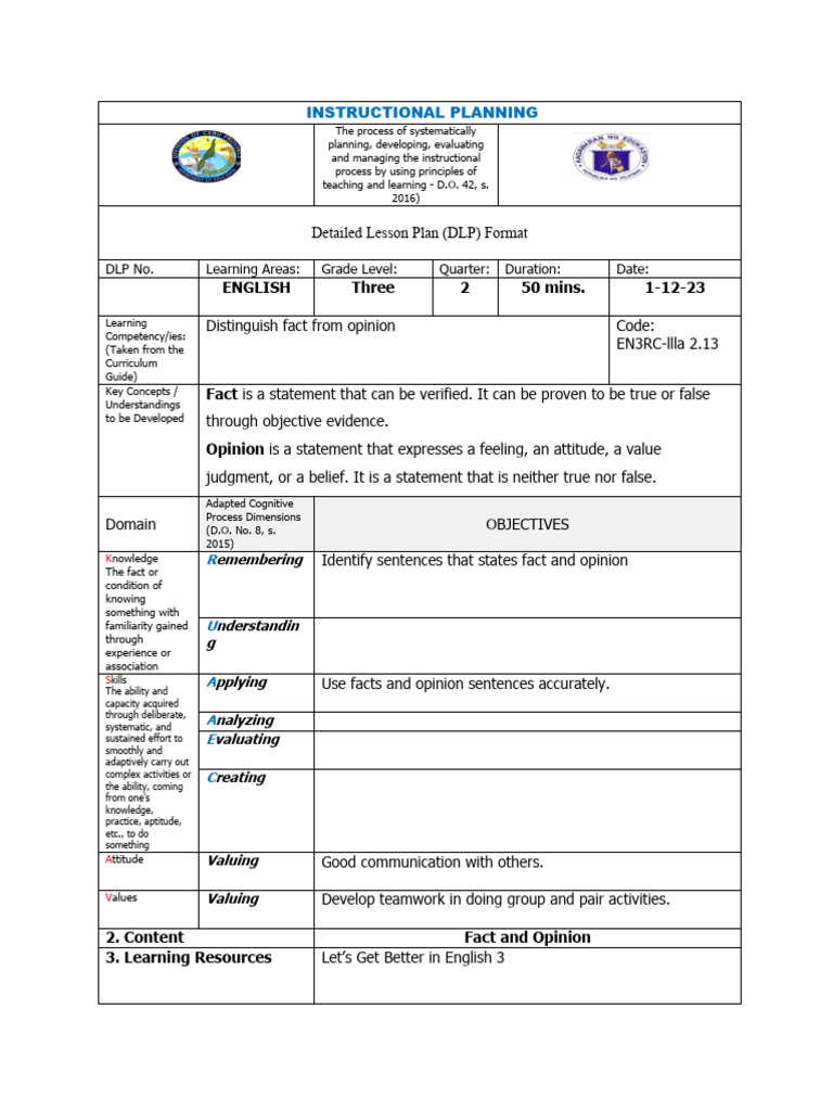 Co2 English LP | PDF | Learning | Knowledge