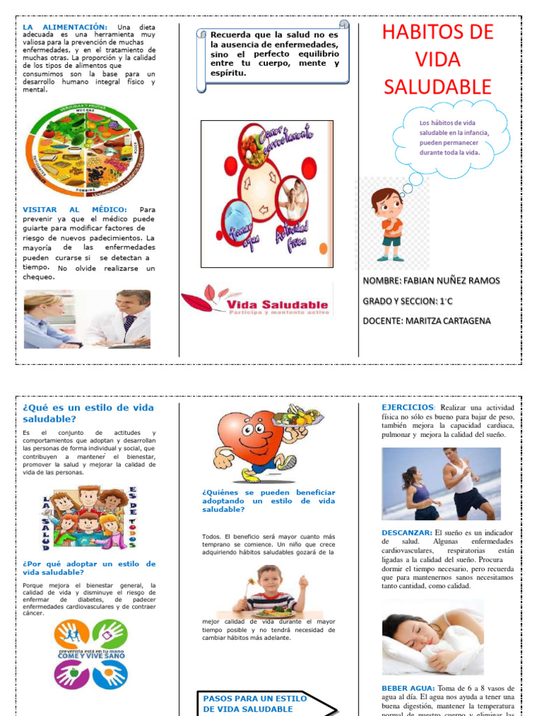 Tríptico de Vida Saludable para Niños | PDF | Cuidado de la salud ...