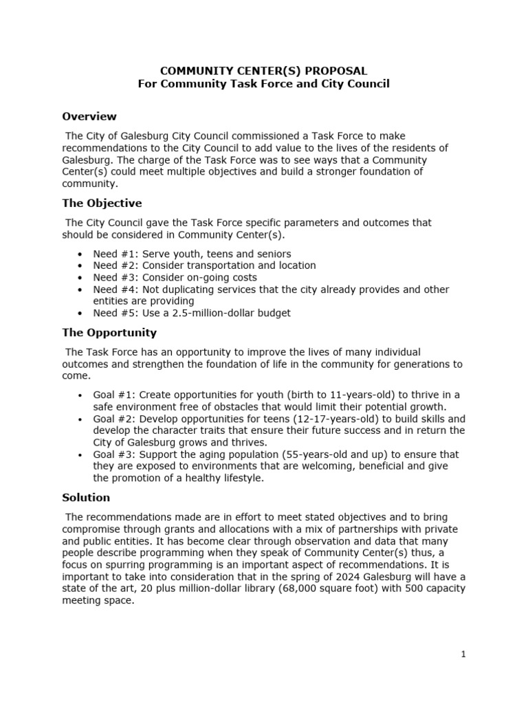 Community Center Proposal | Download Free PDF | Child Care | Adolescence