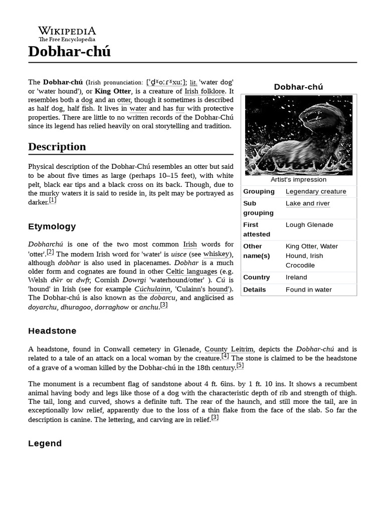 Dobhar Chú | PDF | Legendary Creatures | Celtic Folklore