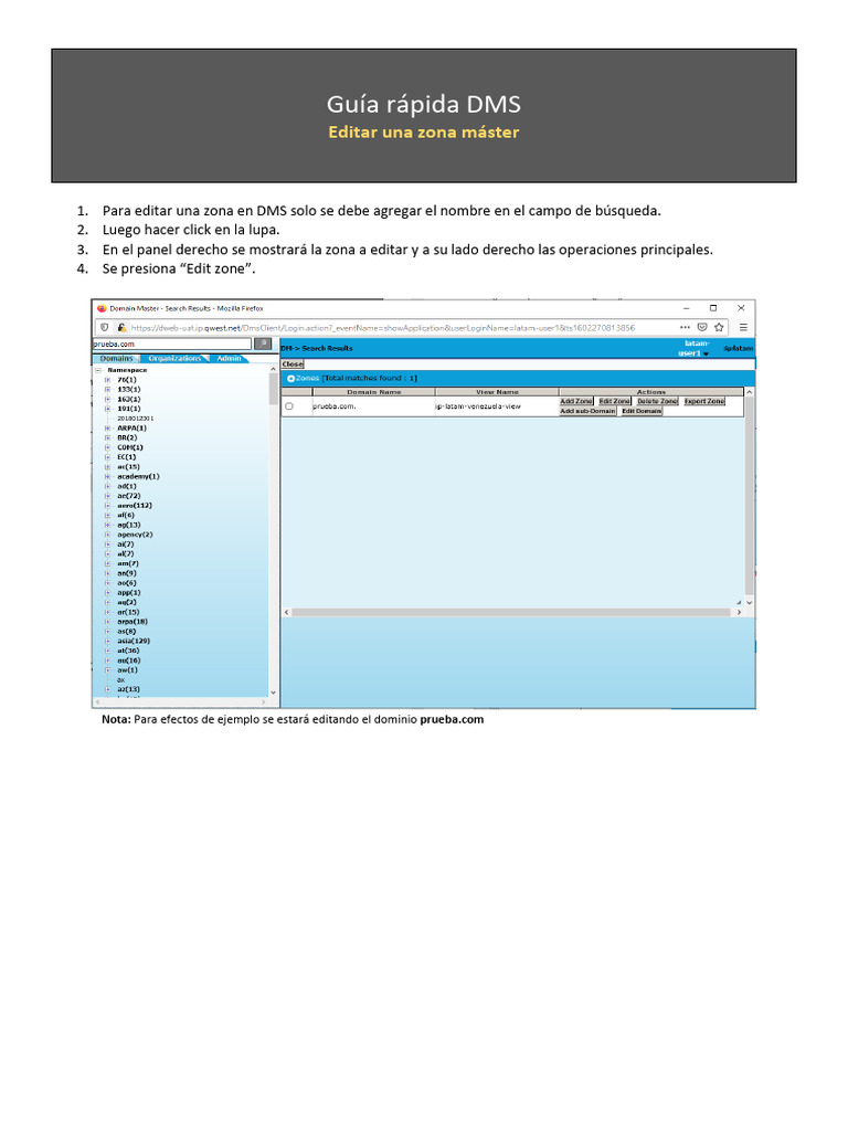 Guía Rápida DMS - Editar Zona Master - ESP | PDF