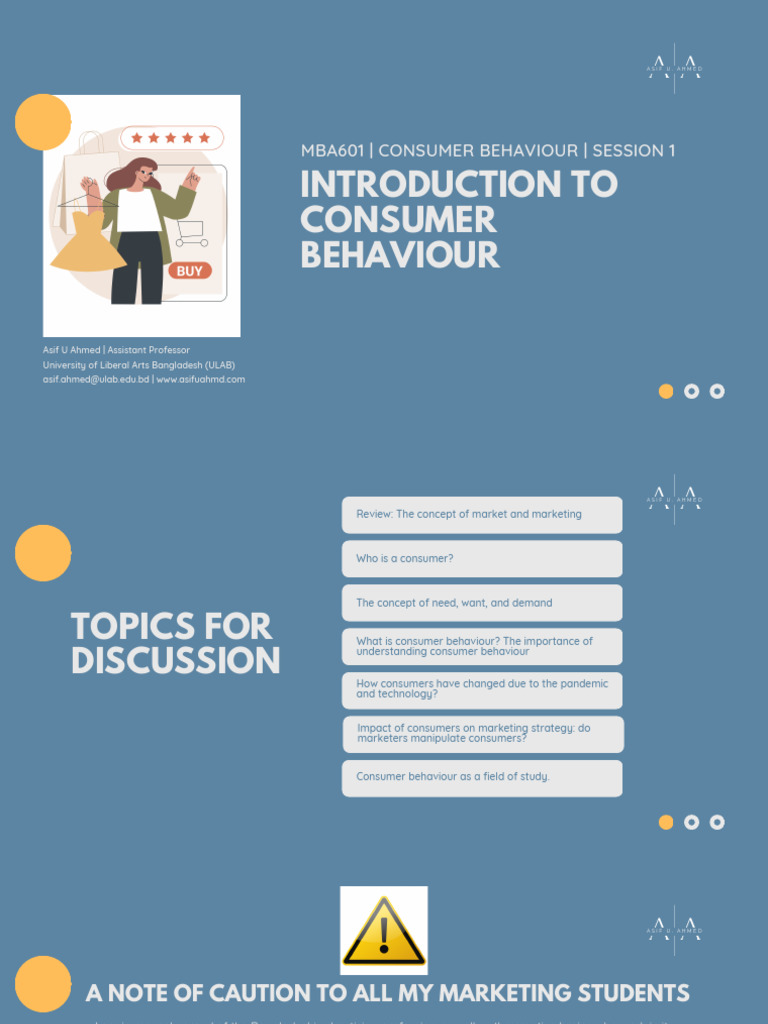Introduction To Consumer Behaviour | PDF | Marketing | Consumer Behaviour