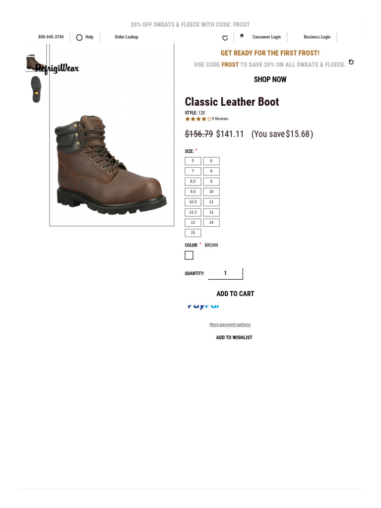 Classic Leather Boot (120) - RefrigiWear | PDF | Boot | Shoe