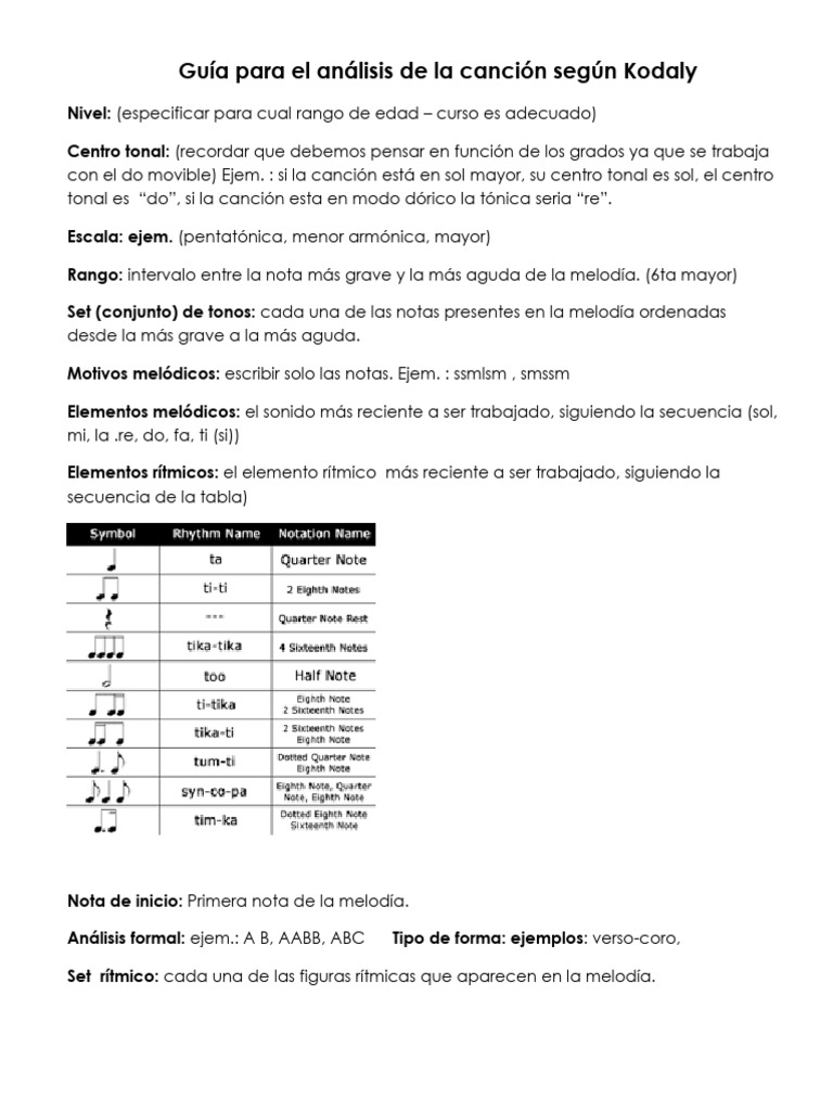 Guia para El Analisis de La Canción | PDF