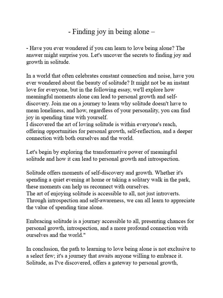 Embrace Solitude for Personal Growth | PDF