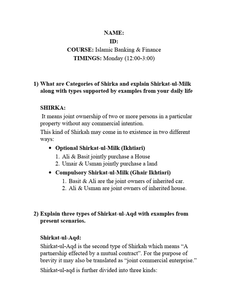 Islamic Banking Assignment | PDF | Corporations | Service Industries