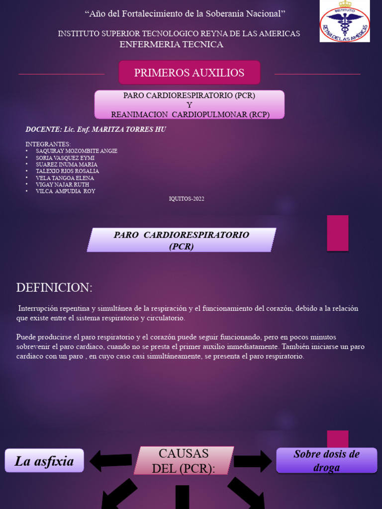 Primeros Auxilios (PCRyRCP) | PDF | Reanimación cardiopulmonar | Paro cardíaco