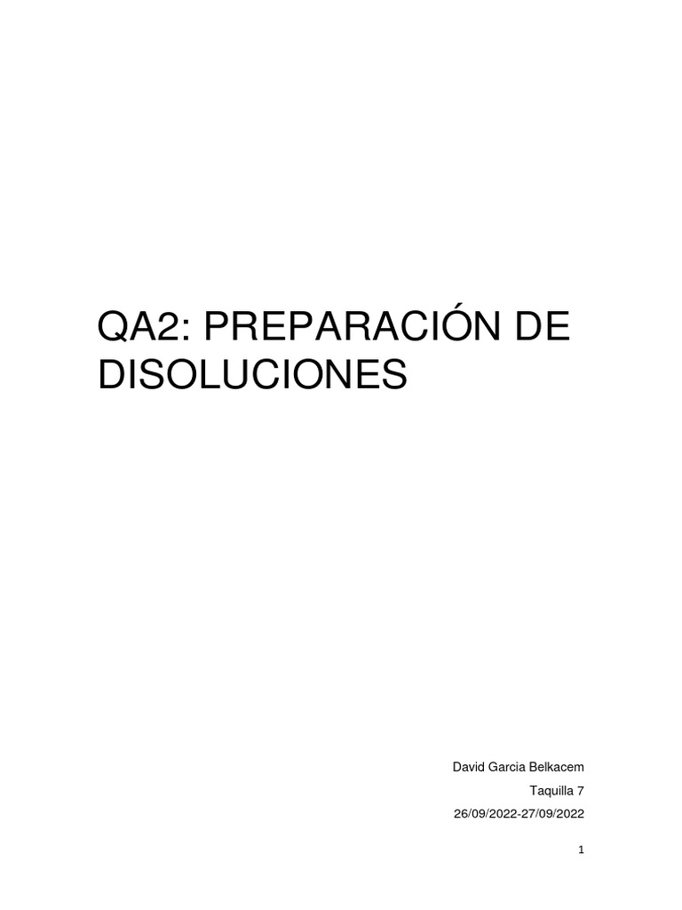 Informe QA2 | PDF | Concentración | Química