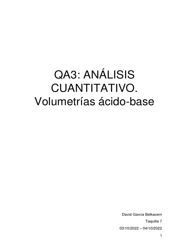 Informe QA3 | PDF | Valoración | Química
