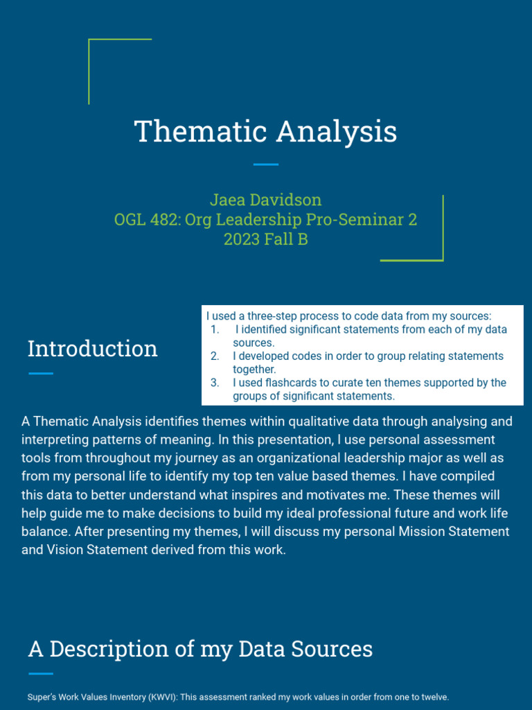 Thematic Analysis Presentation | PDF | Leadership | Experience