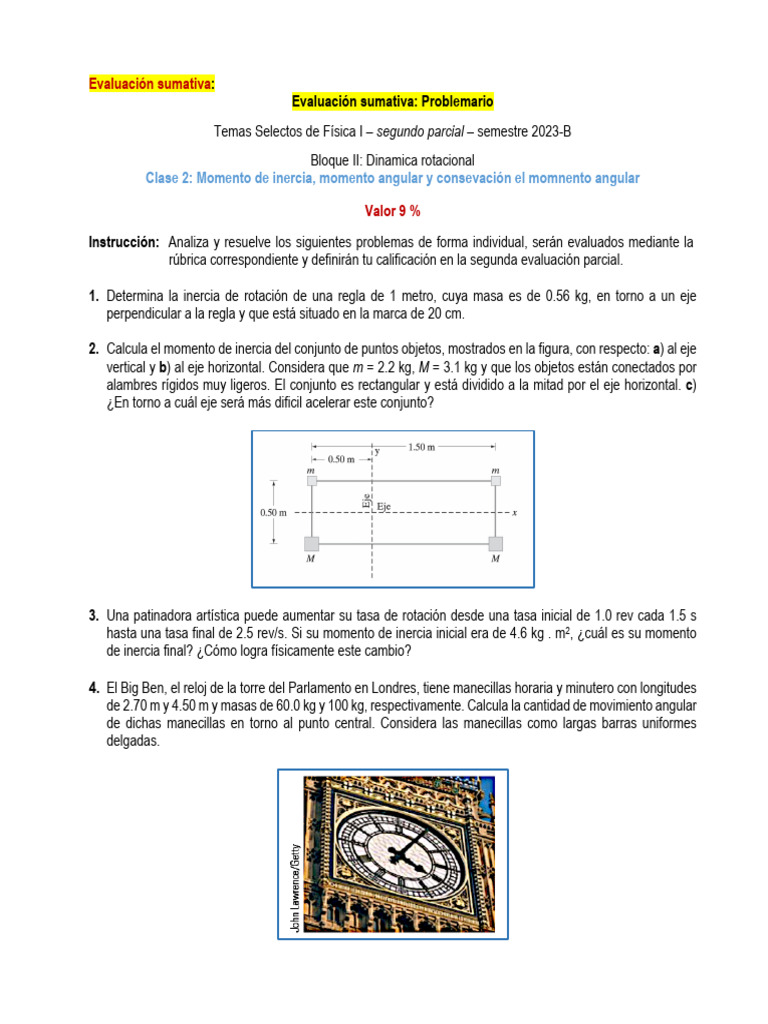 Clase 2: Momento de Inercia, Momento Angular y Consevación El Momnento Angular | PDF | Rotación ...
