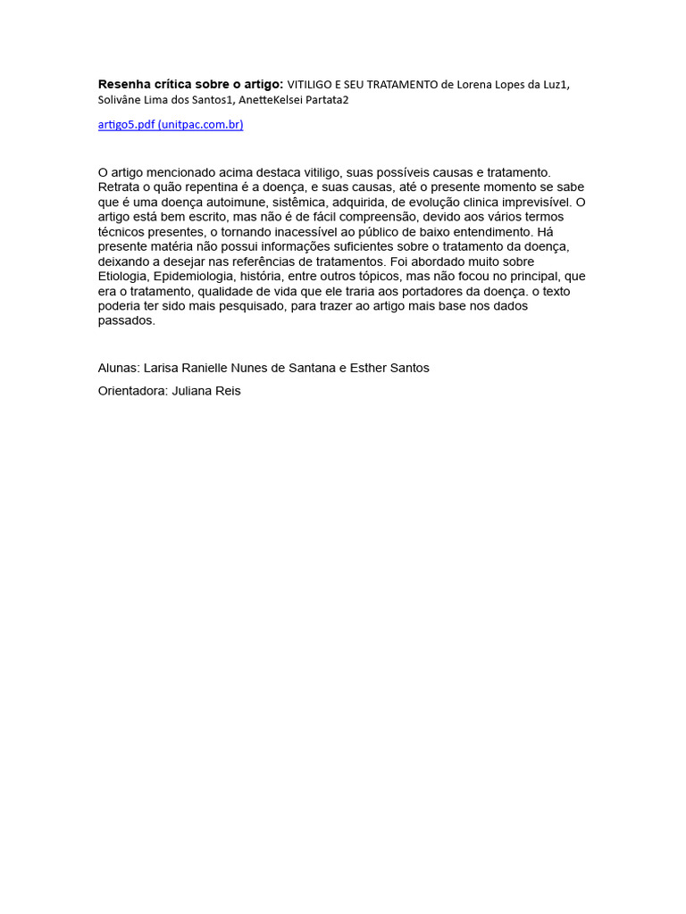 Resenha Crítica Sobre o Artigo | PDF | Autoajuda | Ciências e Matemática