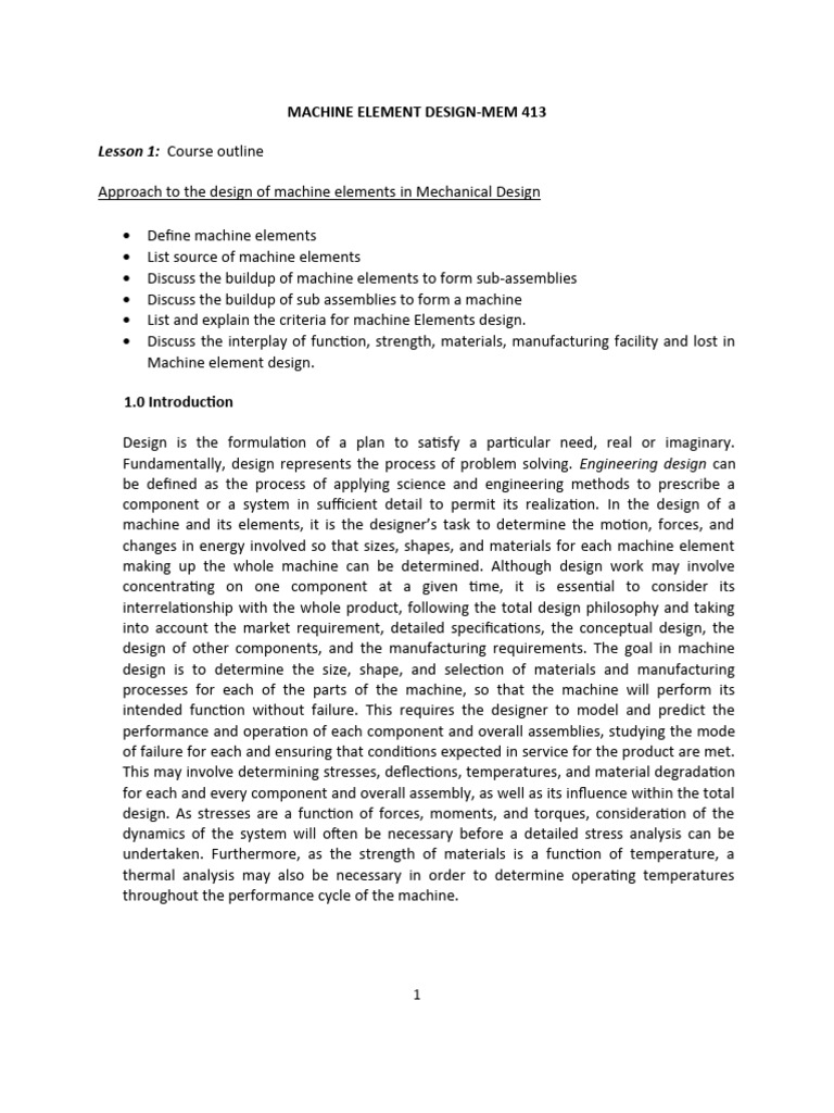 Machine Element Design 1 | PDF | Wear | Machines