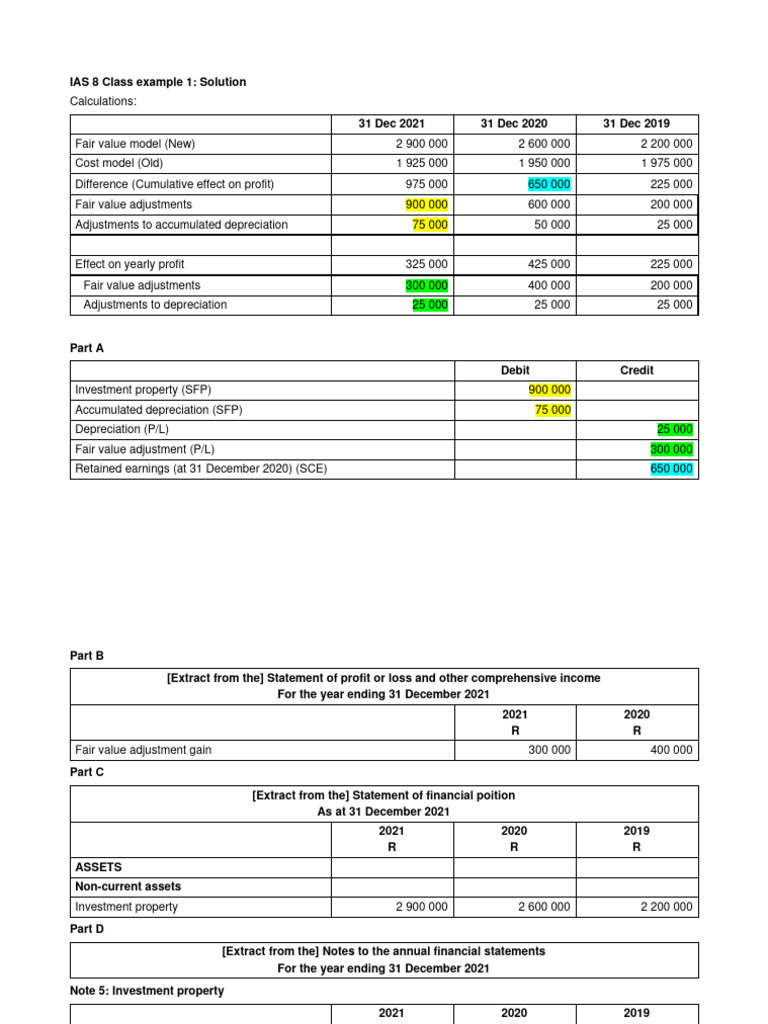 IAS 8 Class Example 1 - Suggested Solution | PDF | Fair Value | Depreciation