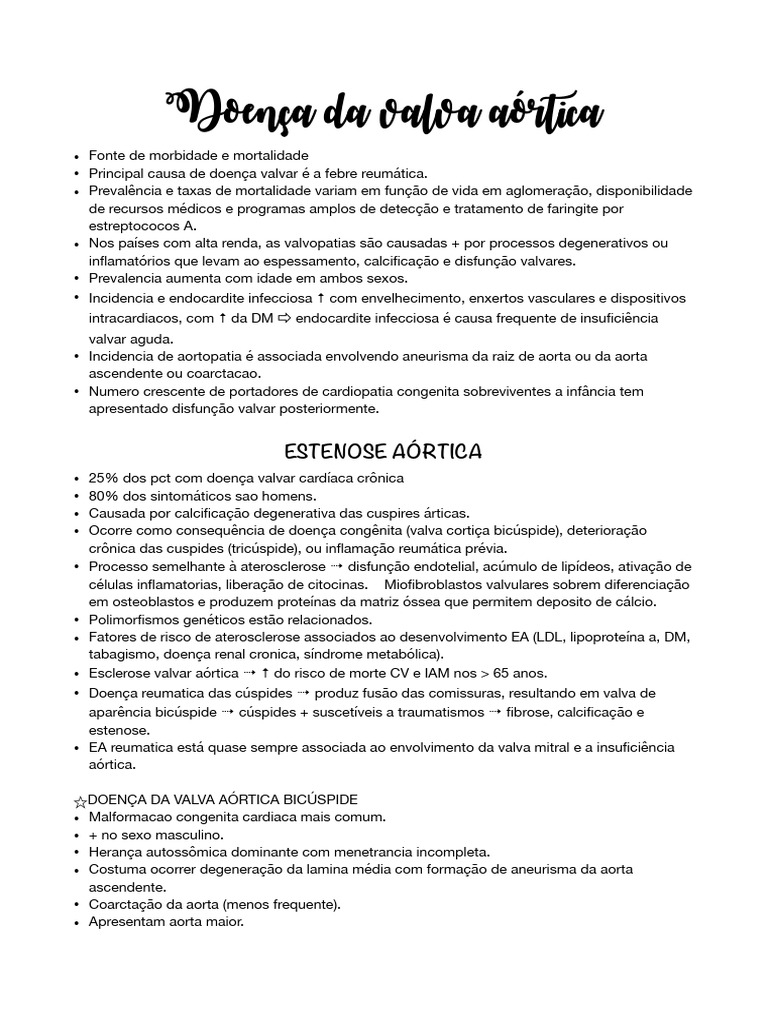 Doenca Da Valva Aortica | PDF | Inflamação | Coração