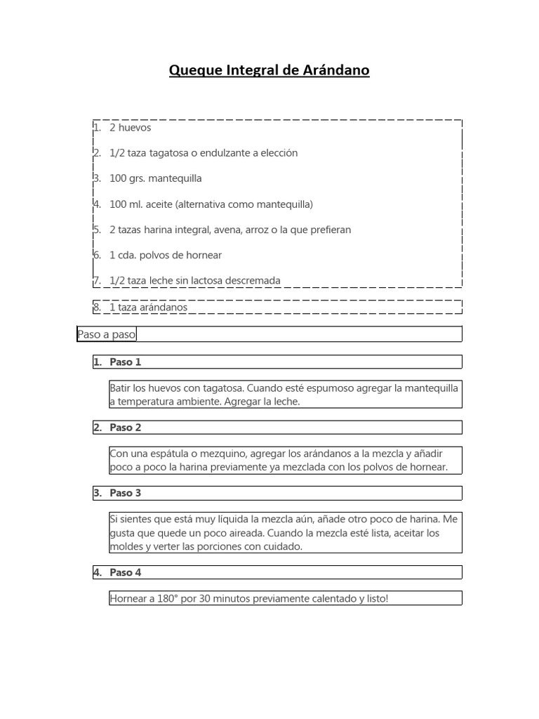 Queque Integral de Arándano Saludable | PDF