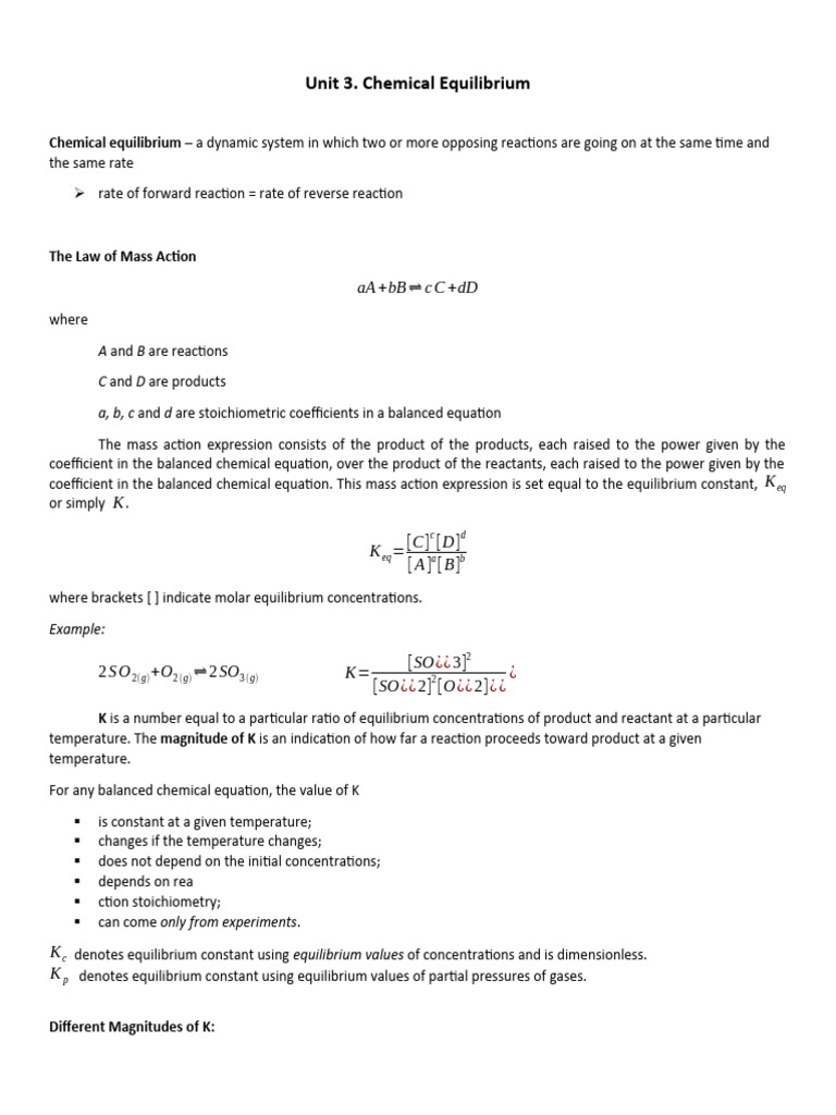 Unit 3. Chemical Equilibrium | PDF | Chemical Equilibrium | Reaction Rate
