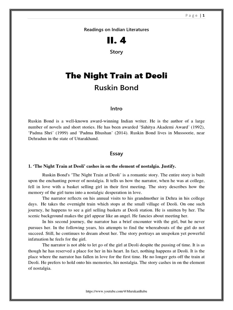 The Night Train at Deoli Complete Notes | PDF