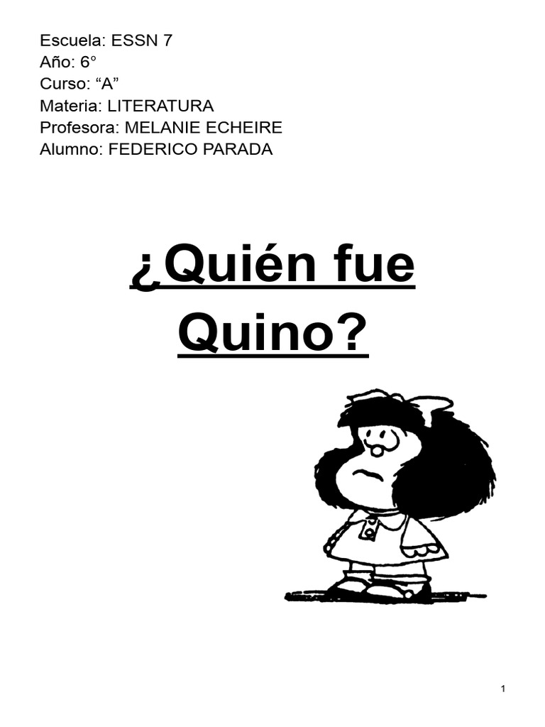 Vida y Obra de Quino | PDF | Humor