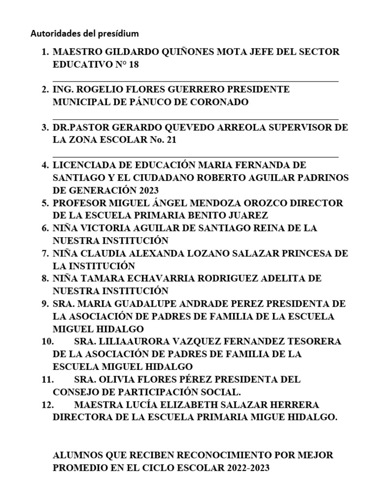 Autoridades Del Presídium | PDF Autoridades Del Presídium | PDF