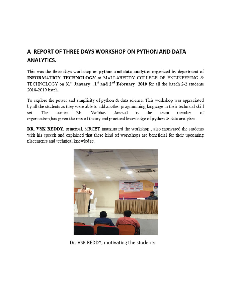 II Year 3 Day Workshop Report | PDF | Python (Programming Language ...