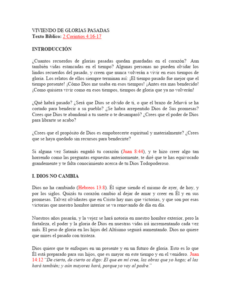 Viviendo de Glorias Pasadas | PDF | Dios | Concepciones de dios