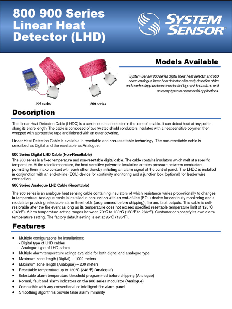 Linear Heat Sensing Cable | PDF | Sensor | Insulator (Electricity)