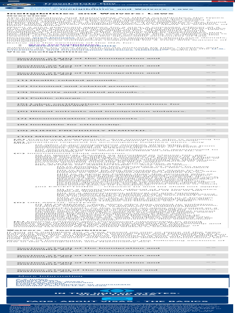 Ineligibilities and Waivers Laws | PDF | Legal Guardian | Travel Visa