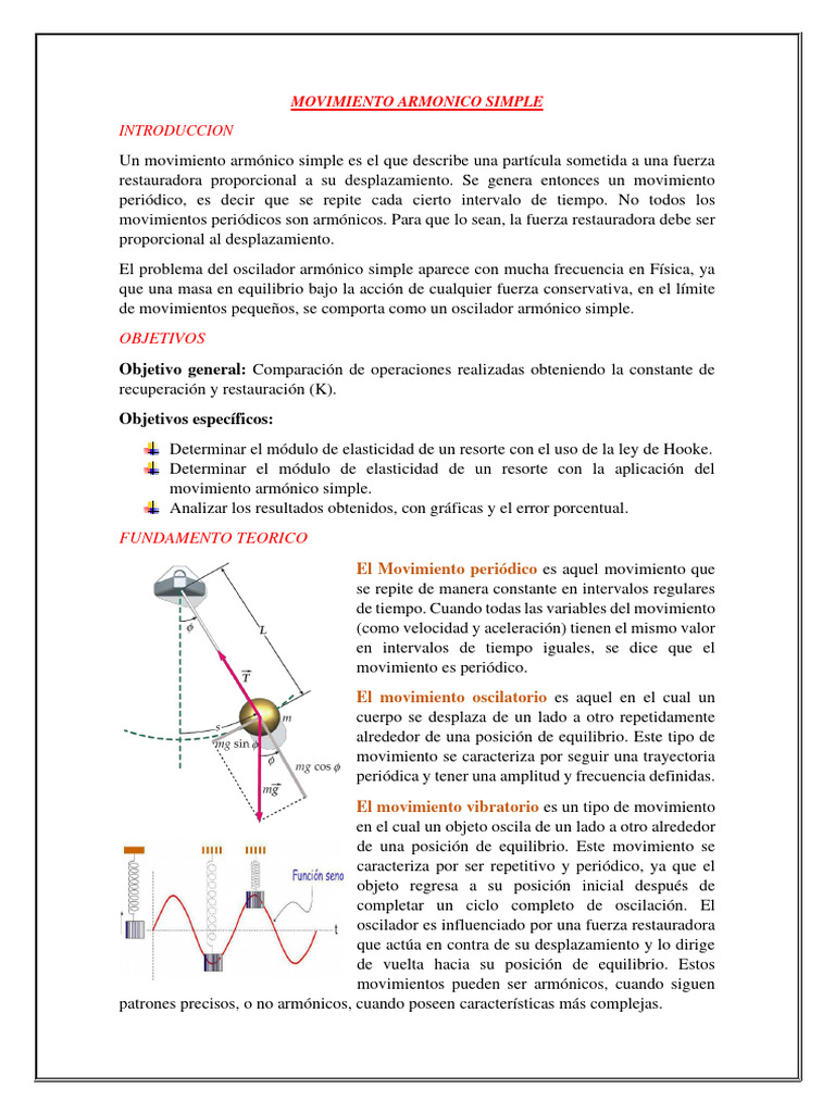Movimiento Armonico Simple | PDF | Oscilación | Fuerza