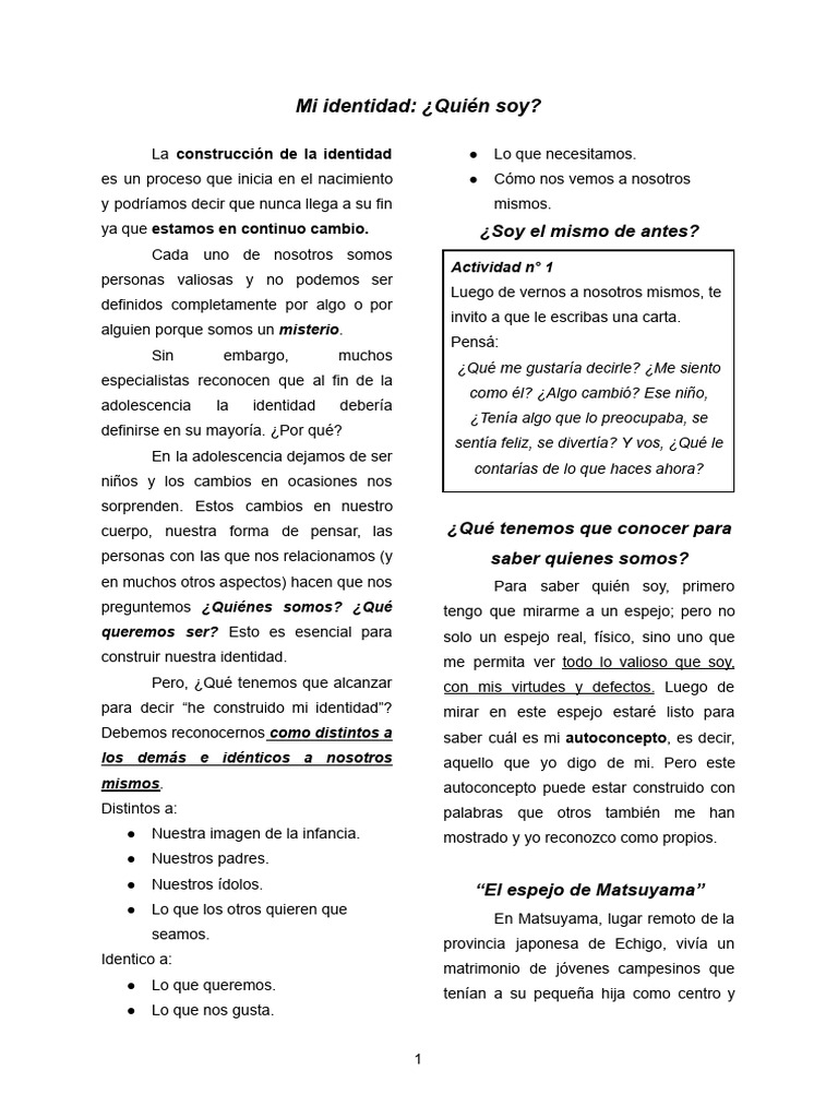 Mi Identidad - ¿Quién Soy-1 | PDF | Relaciones personales, crianza y ...