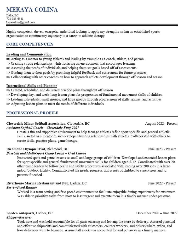 Mekaya Colina Resume Final 2023 | PDF | Mentorship | Lesson Plan