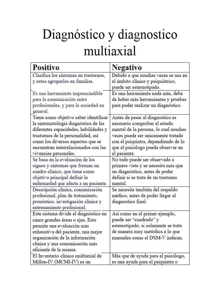 Diagnóstico y Diagnostico Multiaxial | PDF | Diagnostico medico ...
