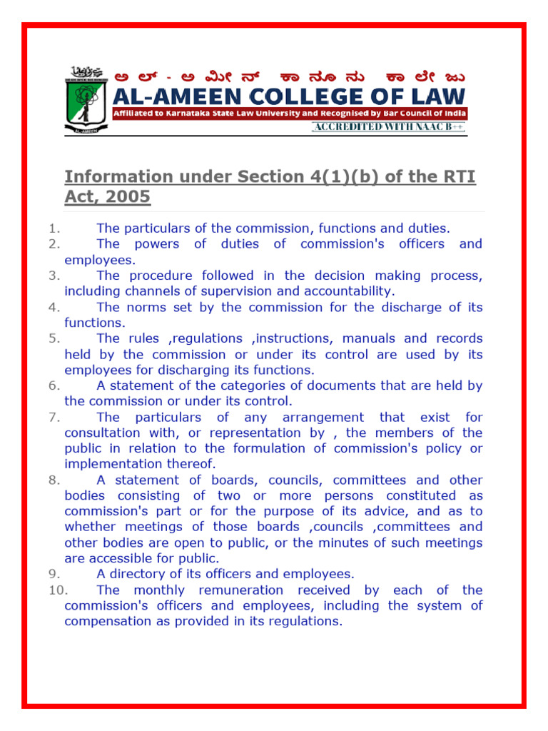 Information Under Section 4 PDF | PDF | Government | Justice