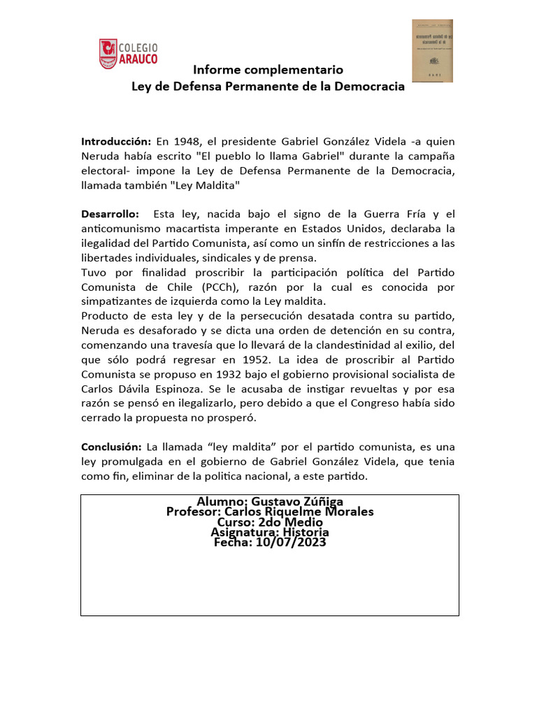 Informe Complementario Ley Maldita | PDF | Política | Ciencias sociales
