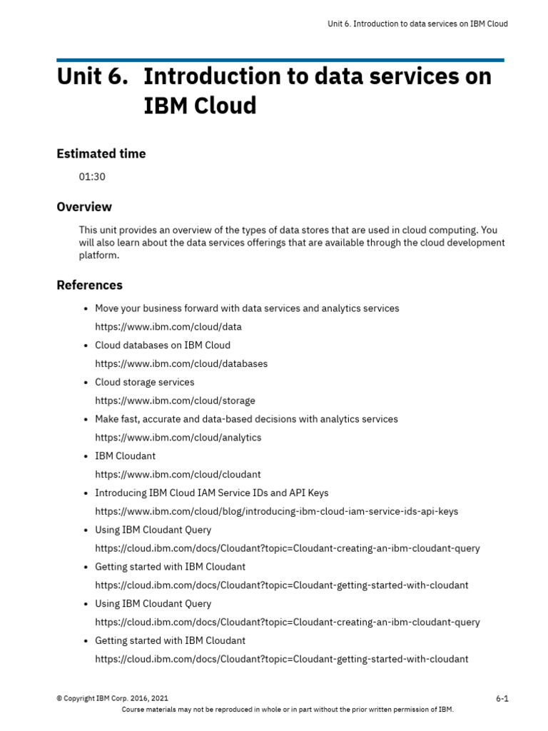 Unit6 Cloudant v2021 | PDF | Databases | No Sql