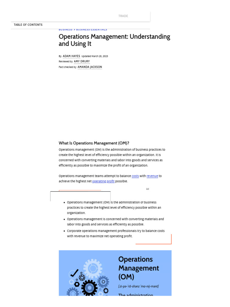 Operations Management - Understanding and Using It | PDF | Operations Management | Supply Chain ...