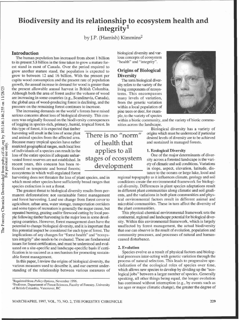 (Hamish) Kimmins 2011 Biodiversity and Its Relationship To Ecosystem ... (Hamish) Kimmins 2011 Biodiversity and Its Relationship To Ecosystem ...