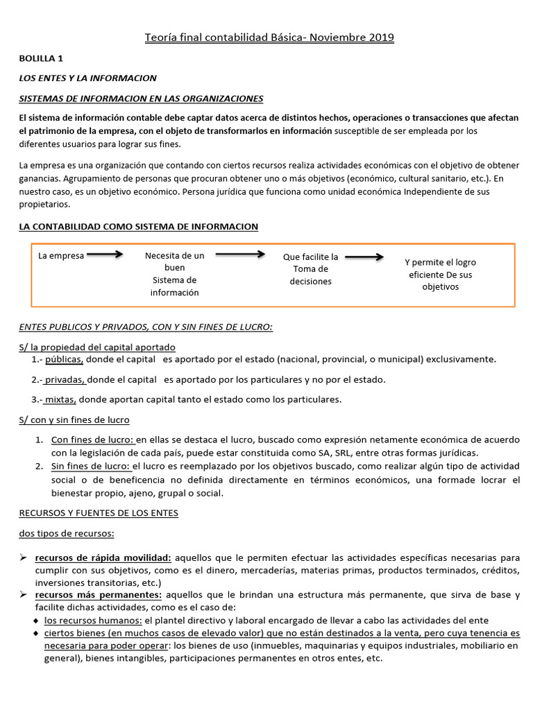 TeorÃ - A Final Contabilidad BÃ¡sica TERMINADO | PDF | Contabilidad | Bancos