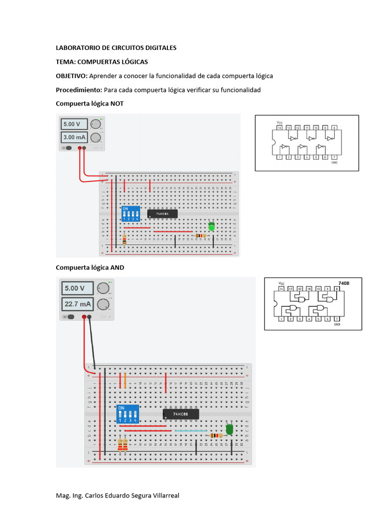 03 Laboratorio de Circuitos Digitales Compuertas Logicas Ok | PDF