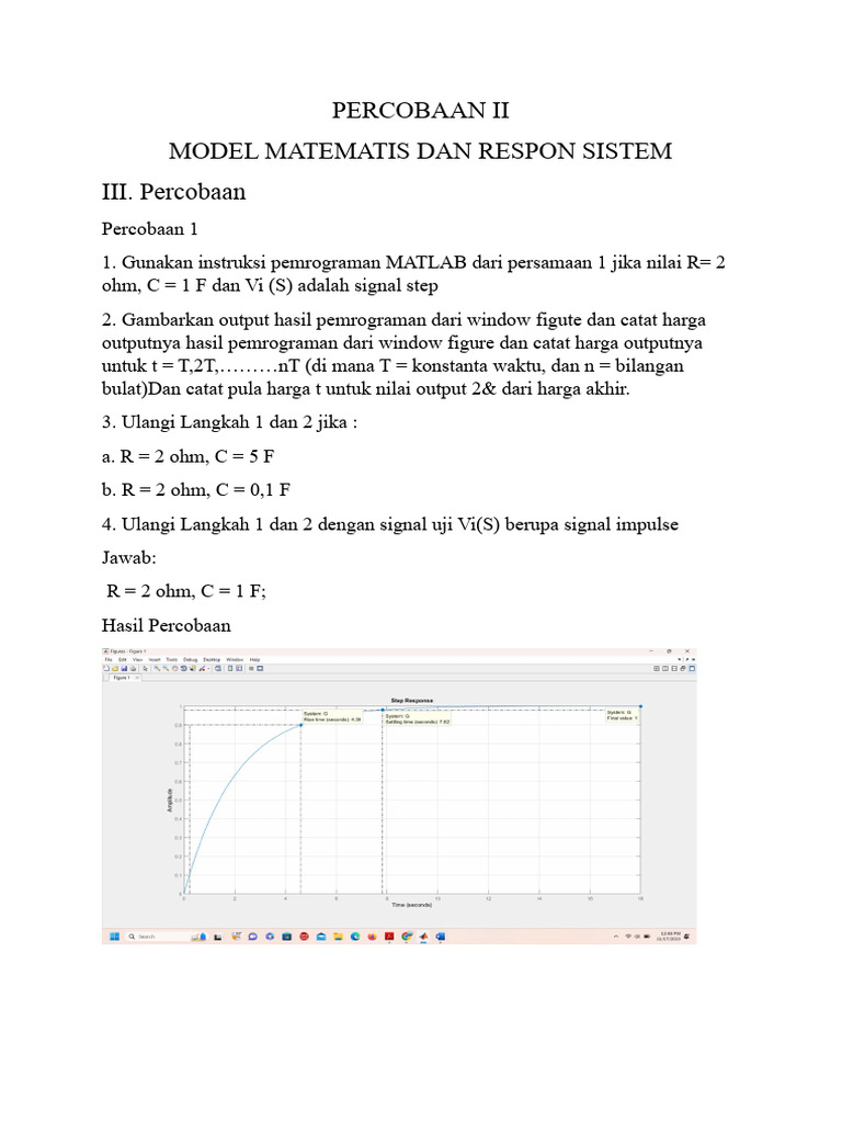 Percobaan MATLAB: Respon Sistem RLC | PDF