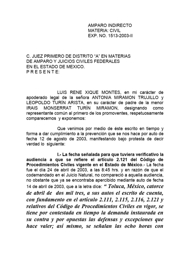 Demanda de Amparo Indirecto Civil | PDF | Judicaturas | Gobierno