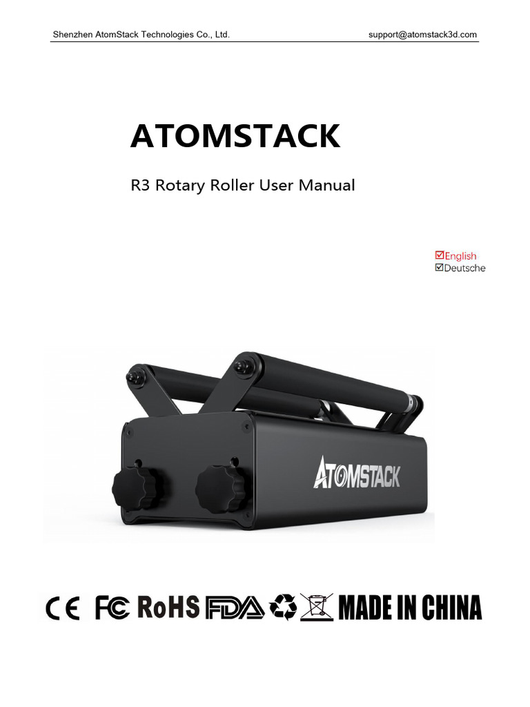 ATOMSTACK R3 Rotary Roller User Manual | PDF | Engraving | Fires