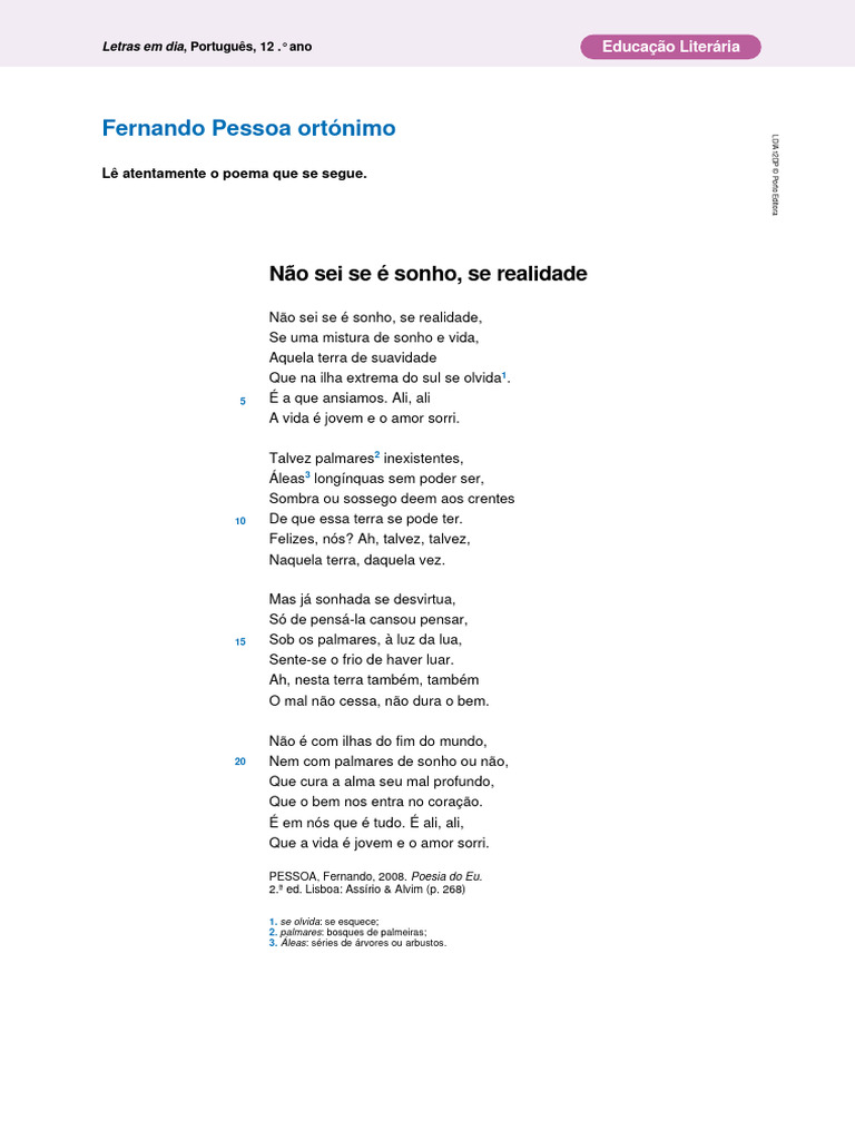Análise do Poema de Fernando Pessoa | PDF